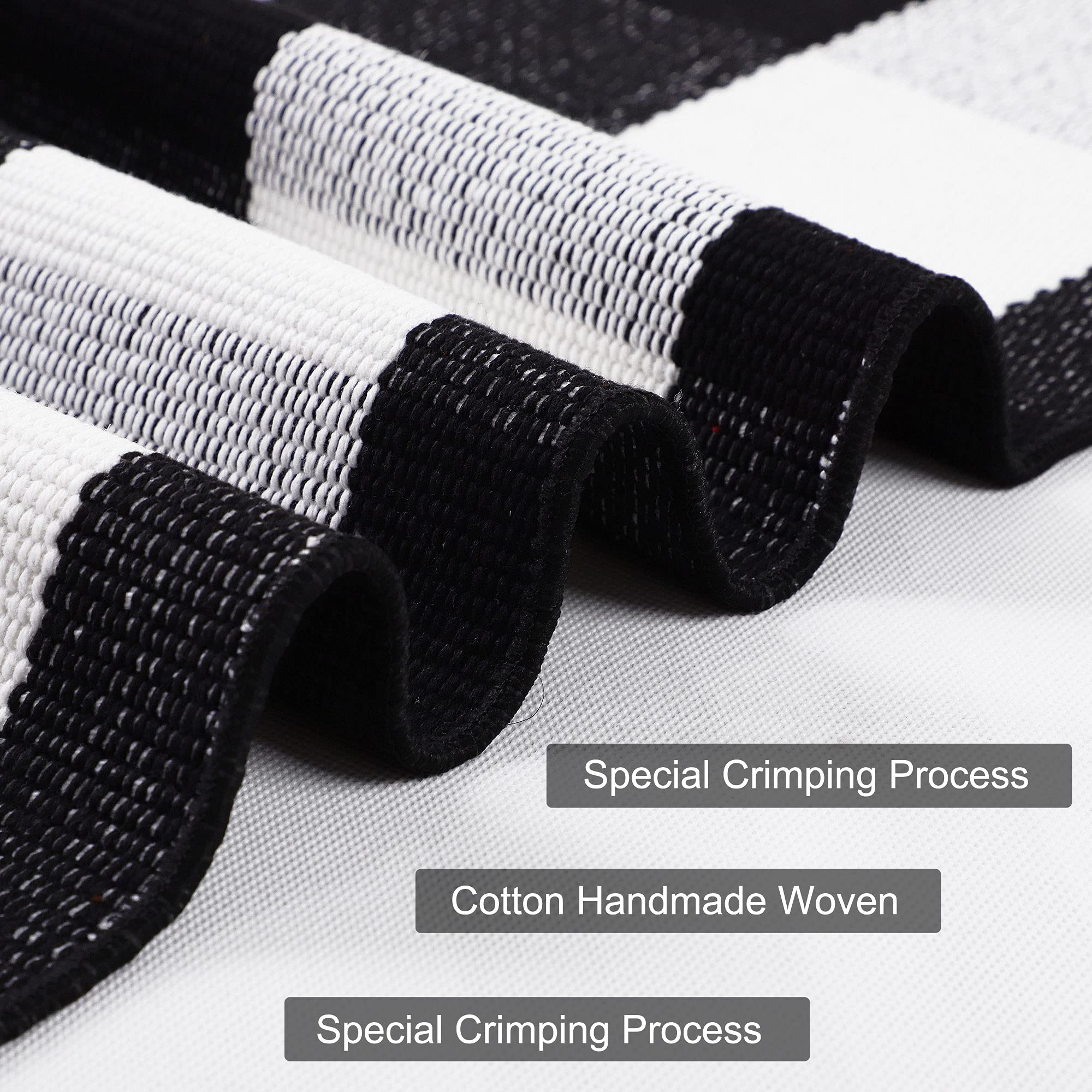 uxcell Buffalo Check Rug,Plaid Outdoor Rug,Layered Door Mat,Cotton Gingham Rugs,Floor Mat for Front Porch/Runner/Bedroom/Kitchen/Farmhouse 35"x24" Black & White