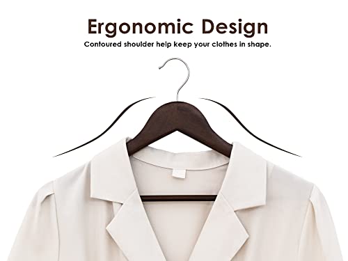 StorageWorks Wooden Coat Hanger, Wood Clothes Hangers 20 Pack, Walnut Color, Natural Wood Hangers for Coats, Shirts, Jackets, Pants, Suits