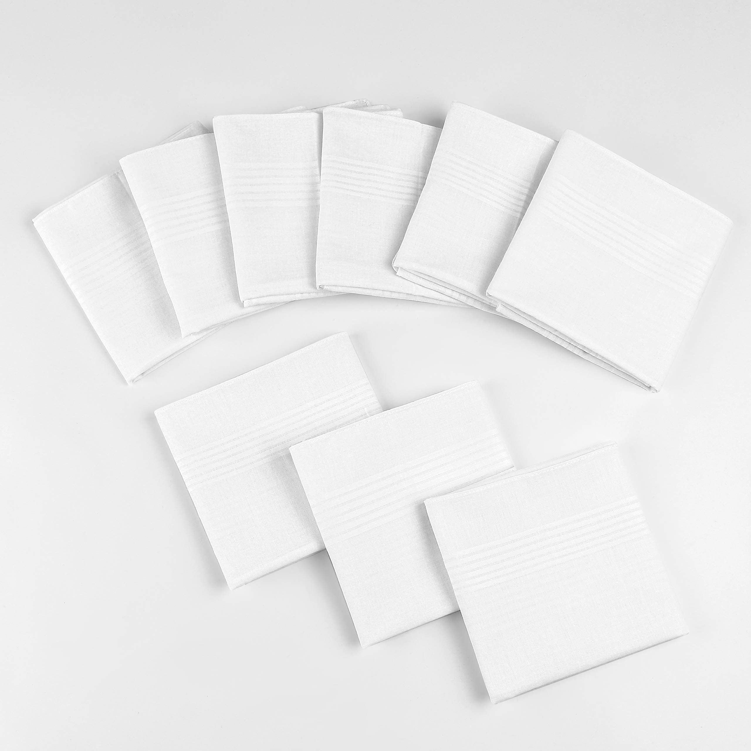 HOULIFE 100% Cotton Men's Handkerchiefs, Solid White Handkerchiefs for Men Cotton Pocket Square 15.7x15.7 (6/12pcs)