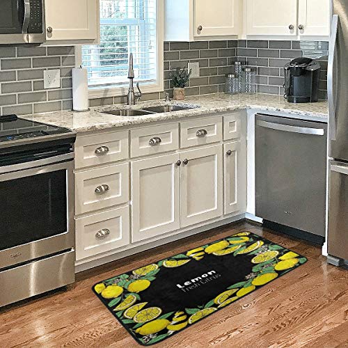 Lemon Kitchen Rugs Tropical Fruit Vintage Bath Runner Rug Non Slip Area Mat Kitchen Mats for Bathroom Kitchen Home Decor 39" X 20"