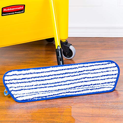 Rubbermaid Commercial Products Pulse Mop Frame Finish Pad, 18-Inch, Blue, Reusable Head for Floor Cleaning in Home/Bathroom/Office/School/Lobby