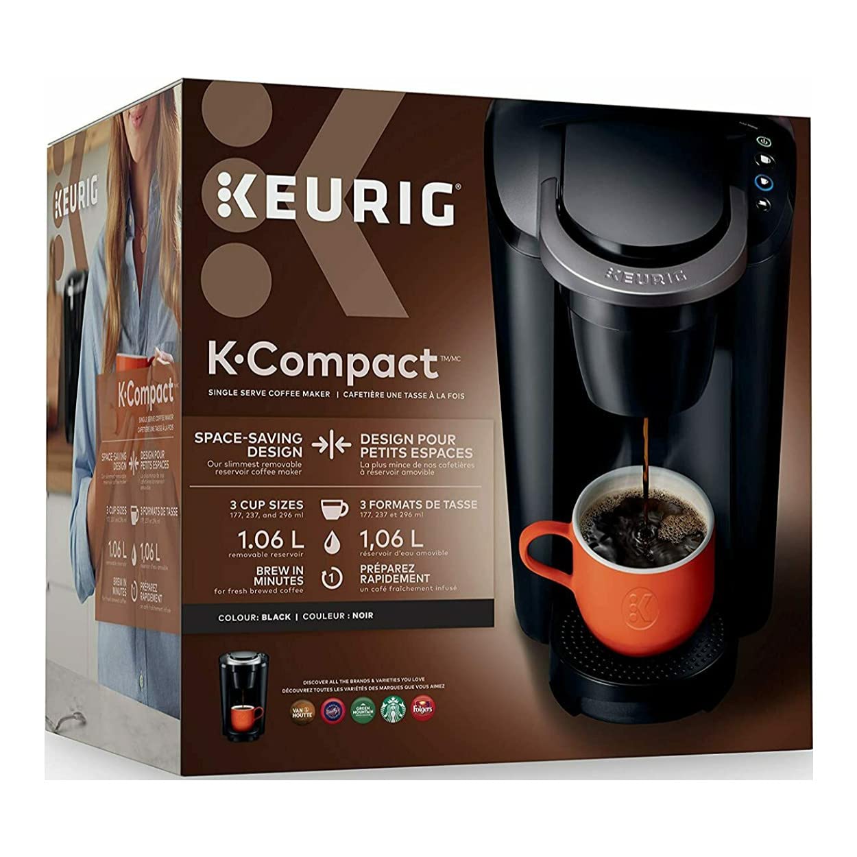 Keurig K-Compact Single Serve Coffee Maker with 12-Count K-Cup Pods Bundle (2 Items)
