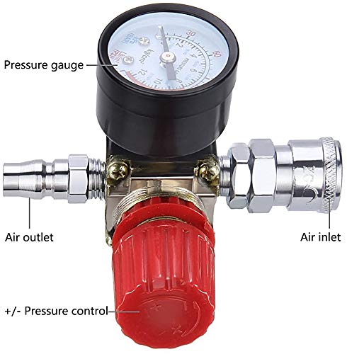 Preciva Air Compressor Pressure Regulator with Dial Gauge, 0-175 PSI Air Gauge for Air Compressor and Air Tools (Four Way Valve)
