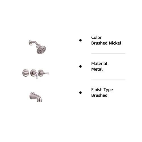 Premier 3552595 Sanibel Three-Handle Tub & Shower Faucet, Brushed Nickel, 7.48" x 7.48" x 7.48"