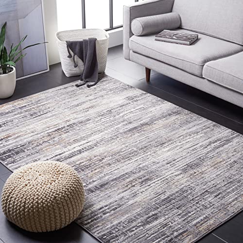 SAFAVIEH Shivan Collection 8' x 10' Light Grey/Dark Grey SHV191F Modern Abstract Distressed Non-Shedding Living Room Dining Bedroom Area Rug