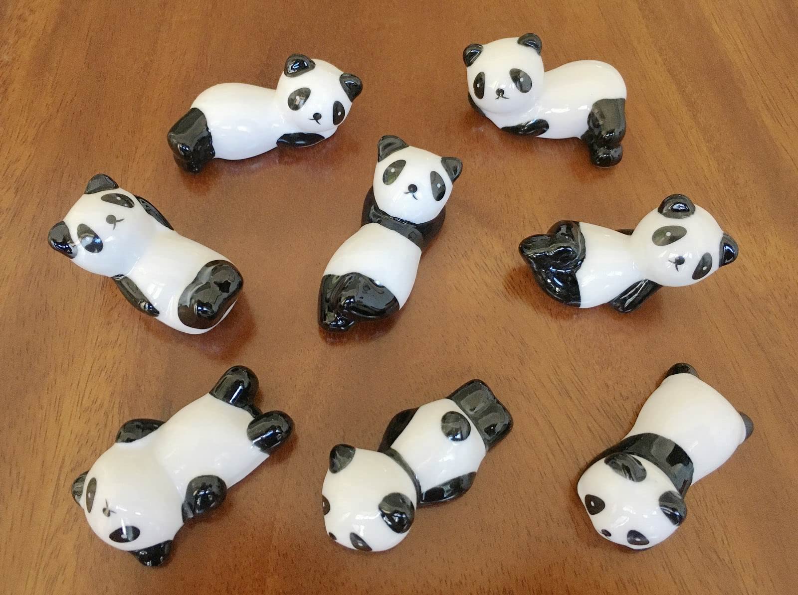 MIUFA Ceramic Cute Panda Chopsticks Rest Stand Holder for Chopsticks, Forks, Spoons, Pen,Gift for Boys Girls (Set of 8pcs)