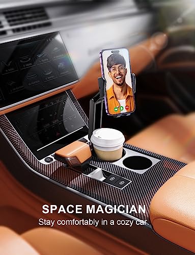 TAZENI Cup Holder Phone Mount for Car Bottle Friendly Cup Phone Holder for Car High Adjustable Cell Phone Cup Holder Expander for Car Easy Install & Sturdy & Durable Fit 4-7‘’ iPhone Android