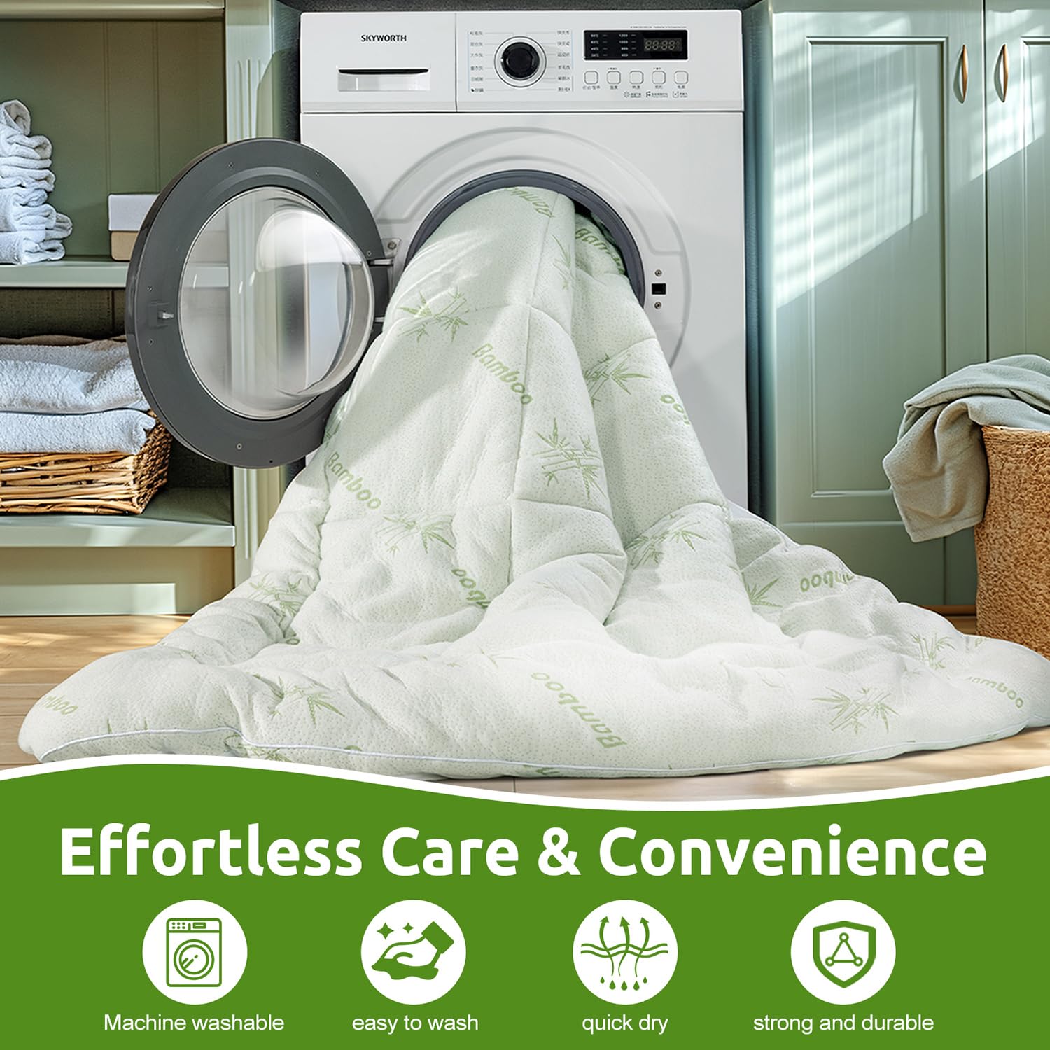 Shilucheng Cooling King Mattress Topper, Extra Thick Down Alternative Fill Washable, Soft Mattress pad for Back Pain with 8-21" Deep Pocket(Green,78"x80")