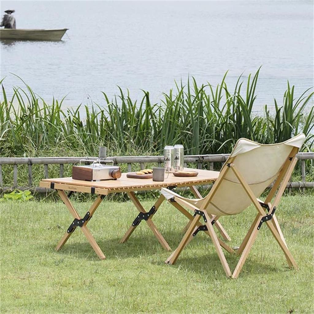 LMMDDP Portable beech Wooden Outdoor Camping Chair Indoor Garden Foldable Lazy Seat Fishing Picnic BBQ Folding Backrest Stool