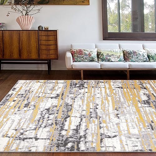Rugshop Darwin Vintage Abstract Modern Area Rug 7'10" x 10' Yellow