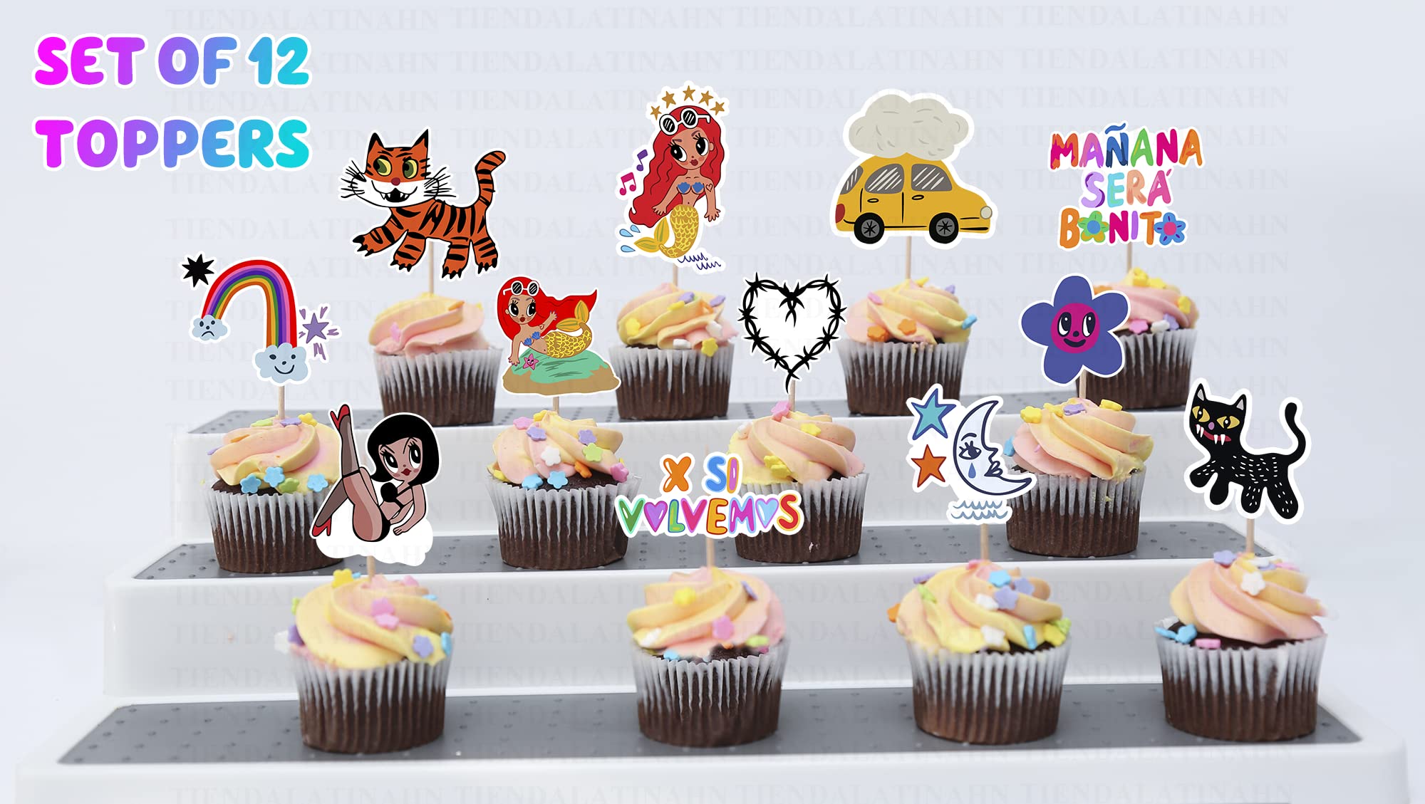 Manana sera Bonito cupcake toppers, manana sera bonito birthday,k arol g birthday supplies,manana sera bonito cupcake birthday toppers,k arol