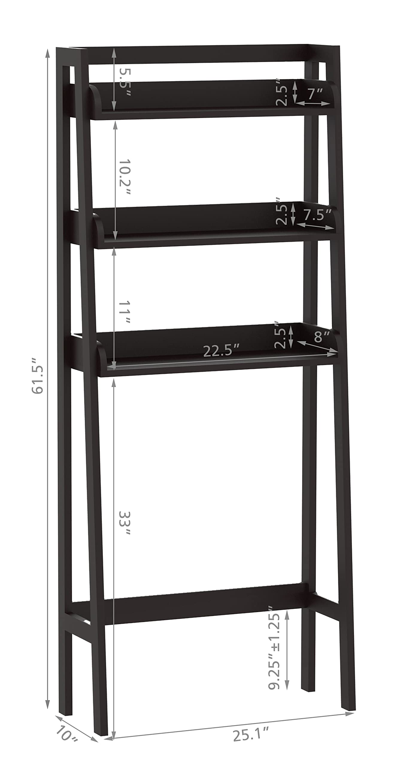 UTEX Over The Toilet Storage, 3-Tier Bathroom Shelves Over Toilet, Behind Toilet Bathroom Organizer (Espresso)