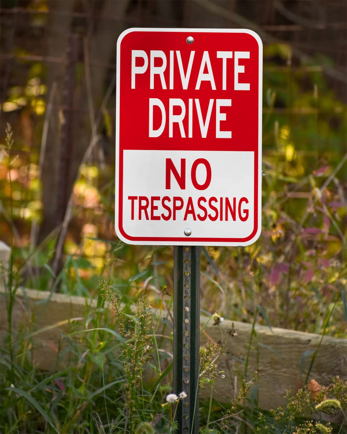 private driveway sign, (2 Pack) 12'' X 18''Private Drive No Trespassing Sign, Rust Free Heavy Duty Aluminum Private Road Reflective Warning Signs,Easy to Mount,Outdoor use