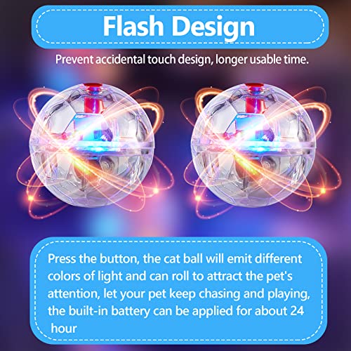 Sratte 6 Pieces Ghost Hunting Cat Ball Activated Cat Toy LED Light Motion Cat Dog Interactive Toys Pet Glowing Mini Running Exercise Ball Toys for Animals Activity