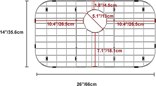 SANNO Over The Sink Expandable Dish Drying Rack Sink Protector Grid 26" L X 14" W, Kitchen Sink Protector Bottom Grid, Stainless Steel, for Sink