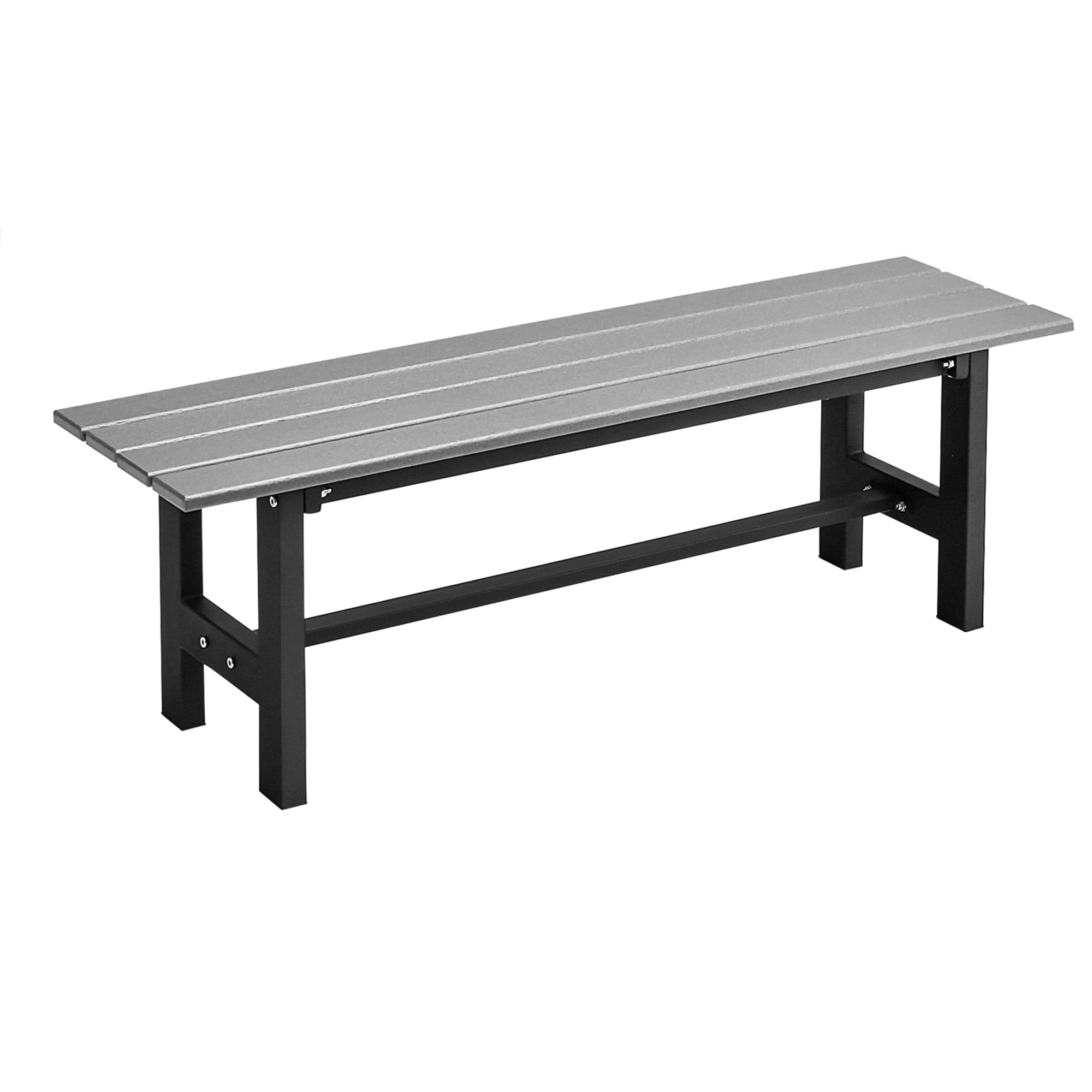 Tangkula 47” Outdoor Garden Bench, 2-Person Patio Park Bench with HDPE Slatted Seat & Metal Frame, 660 LBS Capacity, Rectangular Outdoor Dining Bench for Yard, Garden, Balcony, Entryway (2, Gray)