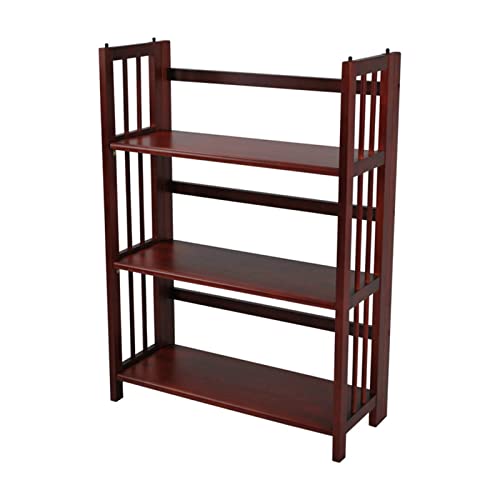 RUPON 3-Tier Stackable Folding Bookcase (Color : Mahogany)