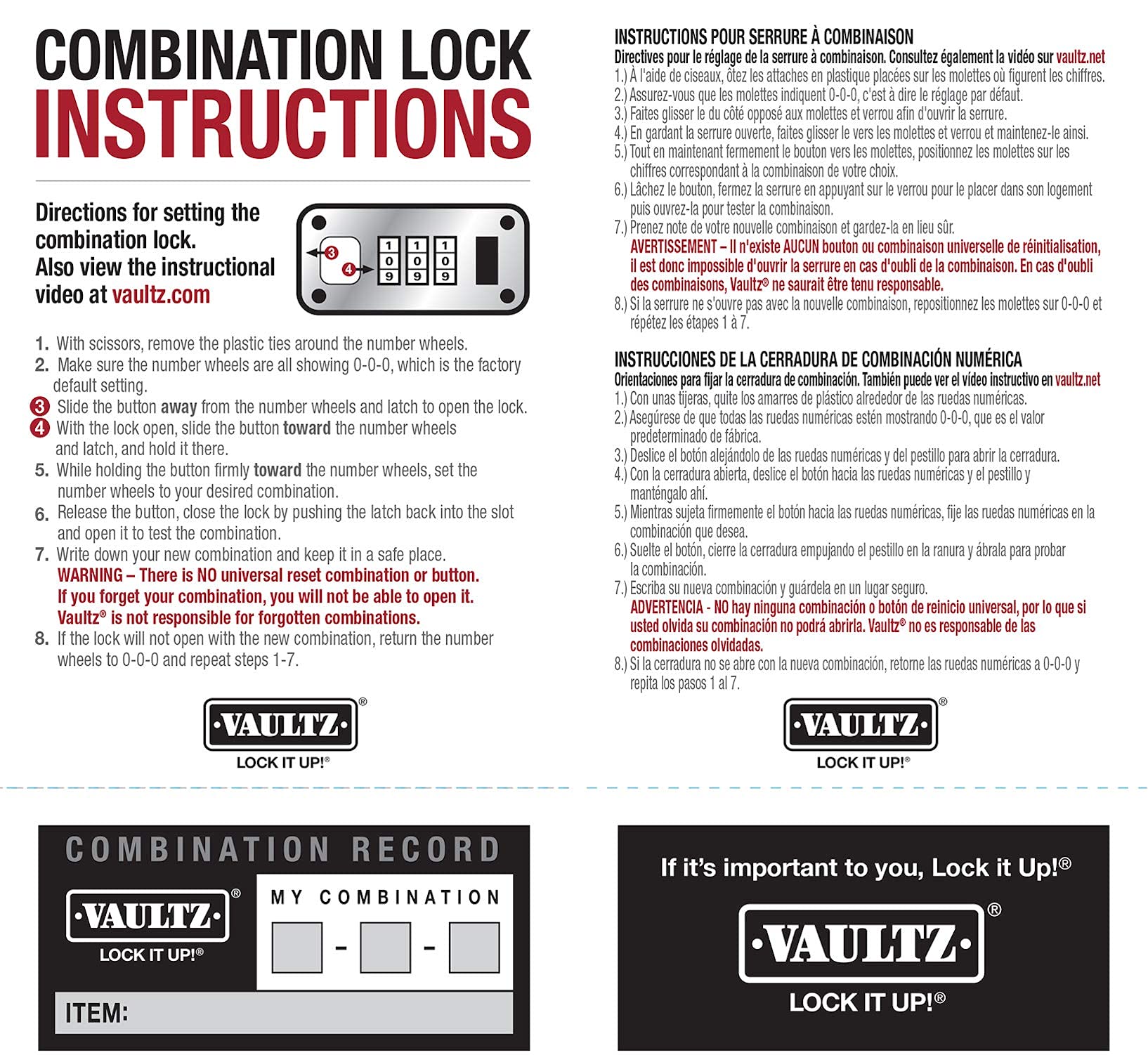 Vaultz Locking Medicine Storage Box with Combination Lock, 3.75" x 11.88" x 5.25", Black & White Stripe (VZ00345)