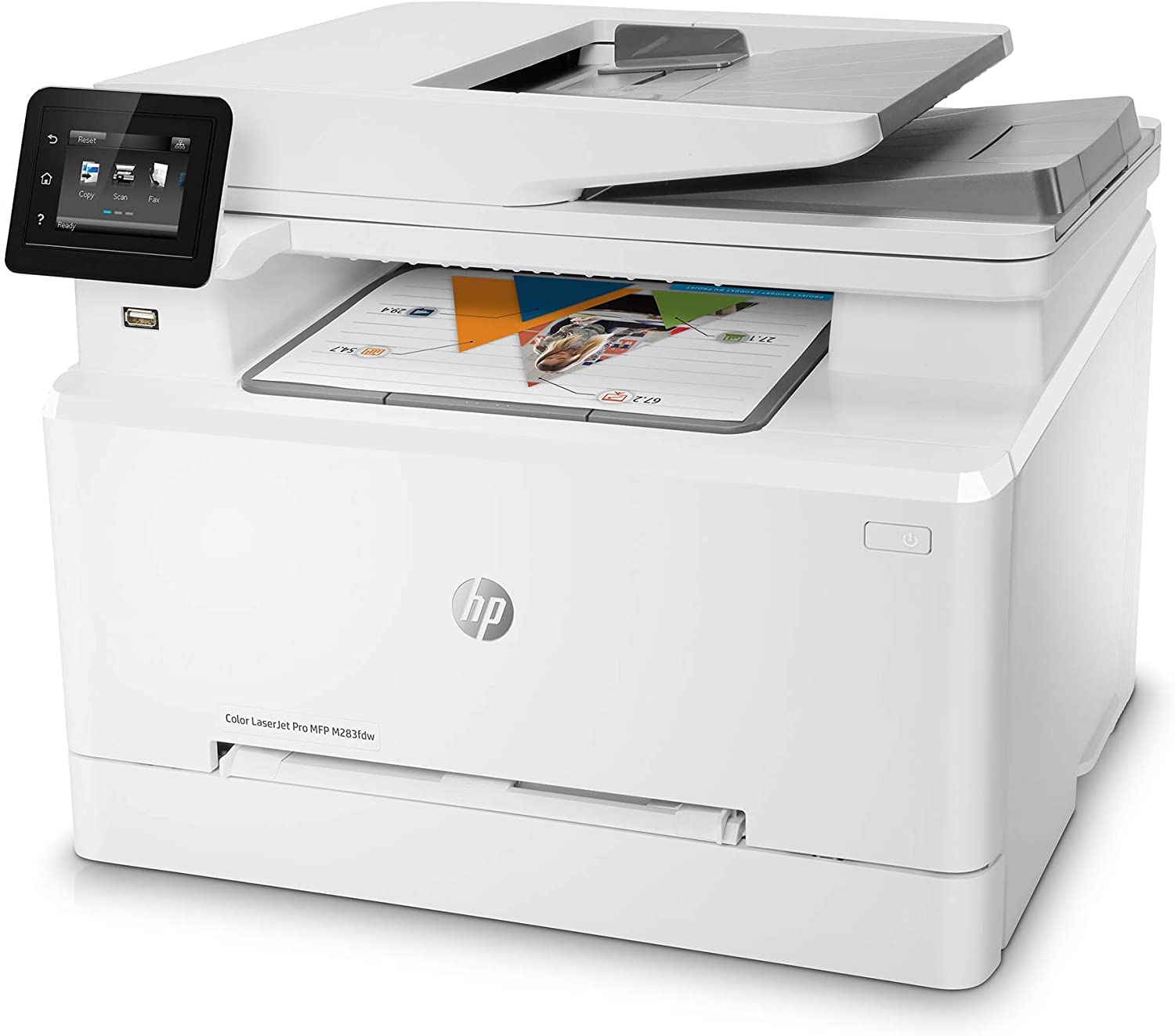 HP Color LaserJet Pro M283fdw Wireless All-in-One Laser Printer, Remote Mobile Print, Print Scan Copy Fax, Auto 2-Sided Printing, 22 ppm, 250-Sheet, Works with Alexa, Bundle with JAWFOAL Printer Cable