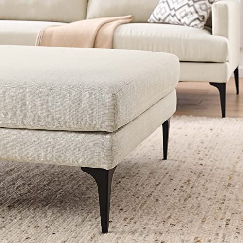 Modway EEI-6015-BEI Evermore Upholstered Fabric Ottoman, Beige