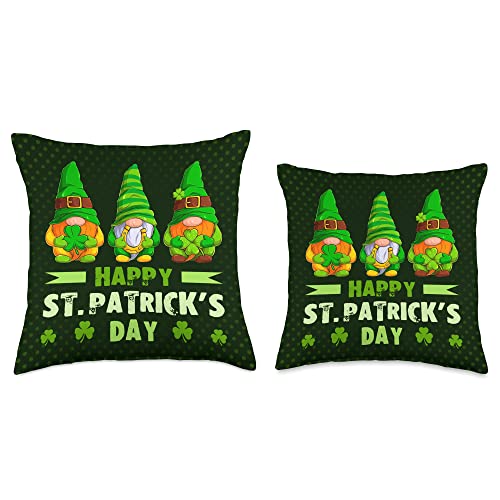 St. Patrick's Day by Content Design Studio Happy St. Patricks Day, Funny Gnomes, Green Pattern Throw Pillow, 16x16, Multicolor