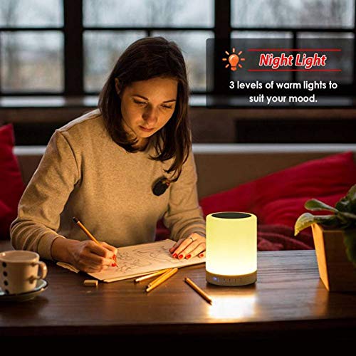 Portable Night Light Bluetooth Speaker Dimmable Warm Light & Multi-Color Changing Bedside Lamp Portable Speaker Birthday Gift for Friends, Teens, Kids, Women and Men, (Modela)