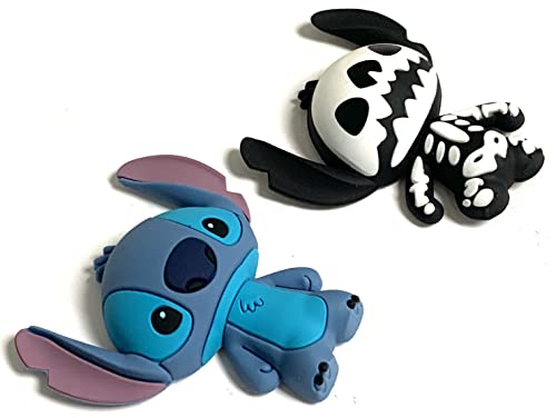 Monogram Disney Lilo and Stitch 3D Foam Magnet Set - Stitch & Stitch Skeleton Magnets - Magnet for Refrigerators and Lockers