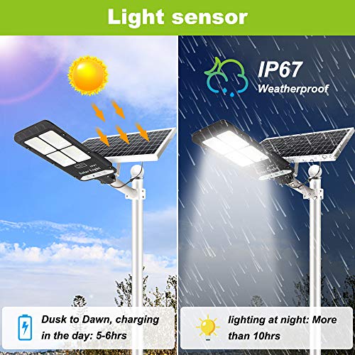 NIORSUN 400W Solar Street Lights Outdoor, Motion Sensor Dusk to Dawn Solar Security Flood Lights with Remote IP67 Waterproof for Parking Lot, Backyard, Driveway, Stadium, Garden(Bright White)