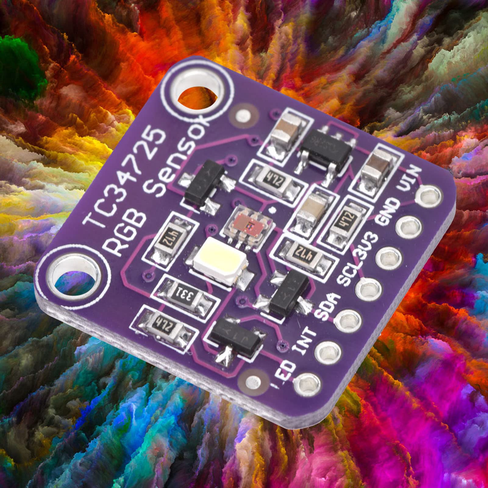 RGB Color Sensor, Colour Sensing Module High Sensitivity 3800000:1 Dynamic Range 400kbit/s Data Rate for Industrial Automation