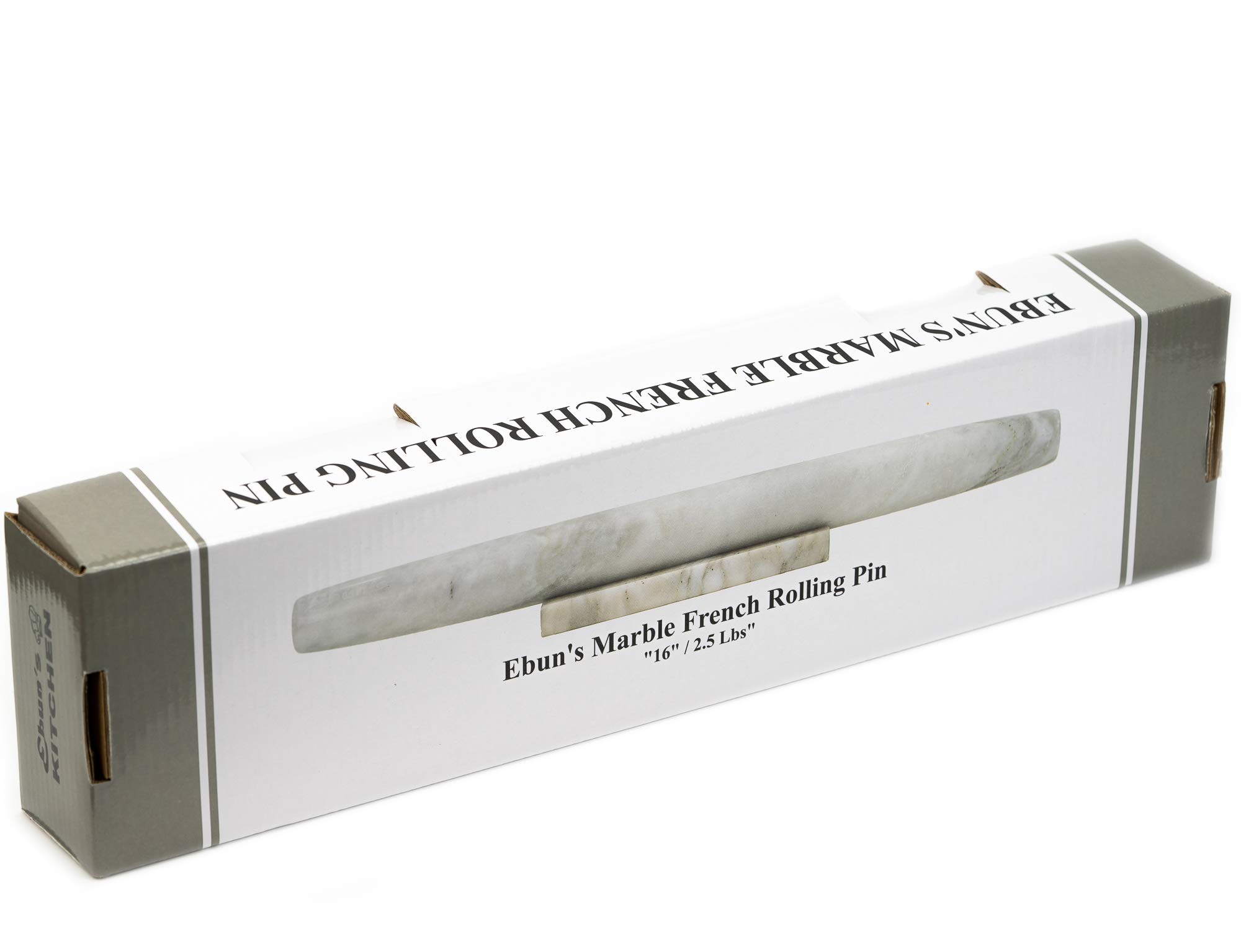 Marble French Rolling Pin for Baking Pizza Dough, Pie & Cookie With Stand - Nonstick Essential Kitchen utensil tools gift ideas for bakers 16" inch Pins (White Marble)
