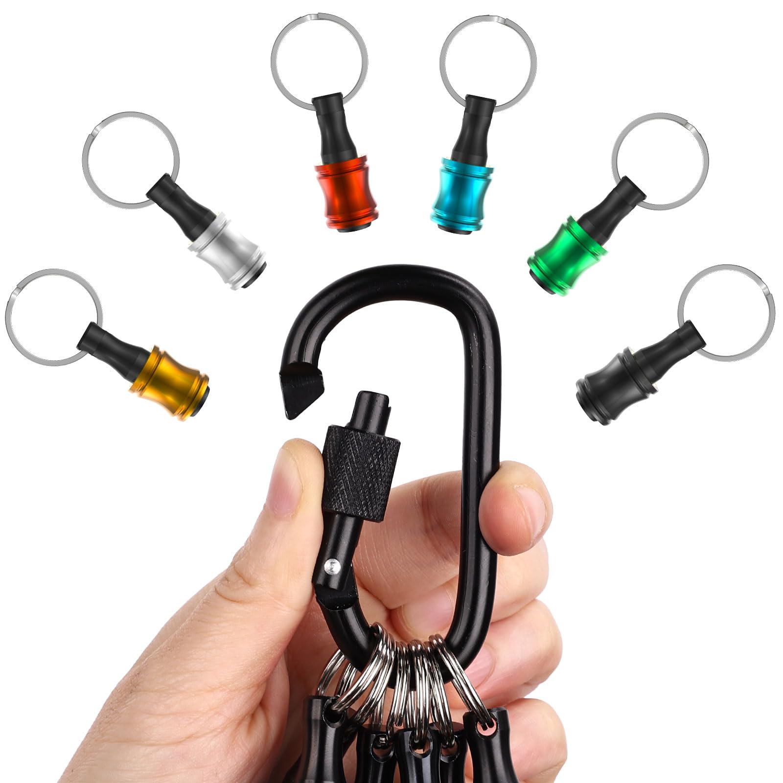 Valkynos Bit Holder Gadgets for Men Women - Drill Bit Holder Cool Gadgets, 1/4 Bit Holder Key Chain For Nut Driver, Screwdriver & Drill Bits - Quick Change Bit Holder Design (3 Sets)