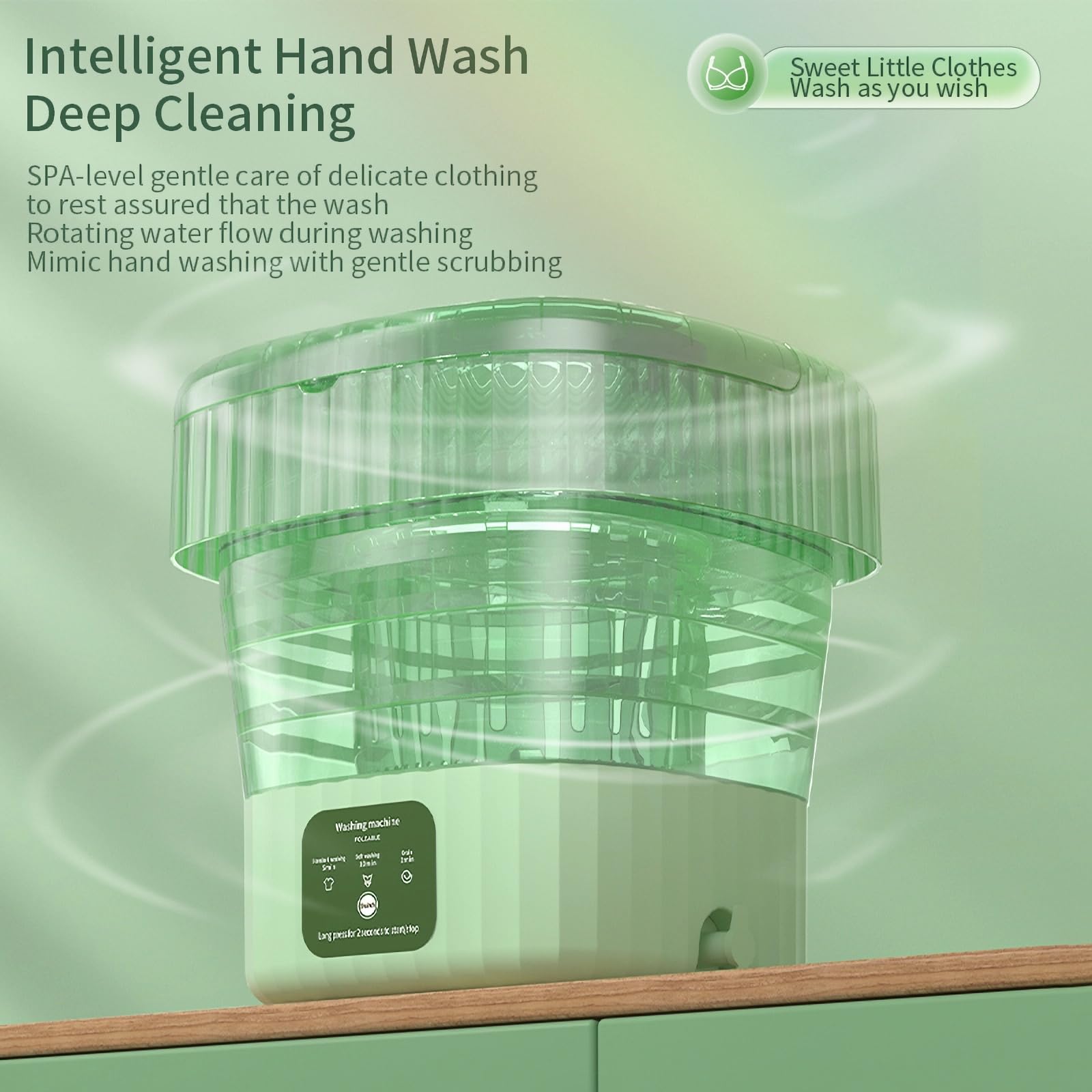 Portable Washing Machine, 10L Upgraded Foldable Mini Washer with 3 Intelligent Cleaning Modes, Folding Cloth Cleaner for Travel,Camping,Dorm,Socks,Underwear