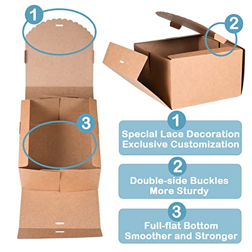 WholeMy Brown Gift Boxes 10 Pack 8x8x4 Inches, Gift Boxes with Lids for Presents, Bridesmaid Proposal Box, Kraft Gift Boxes for Birthday, Wedding, Party, Valentine, Christmas