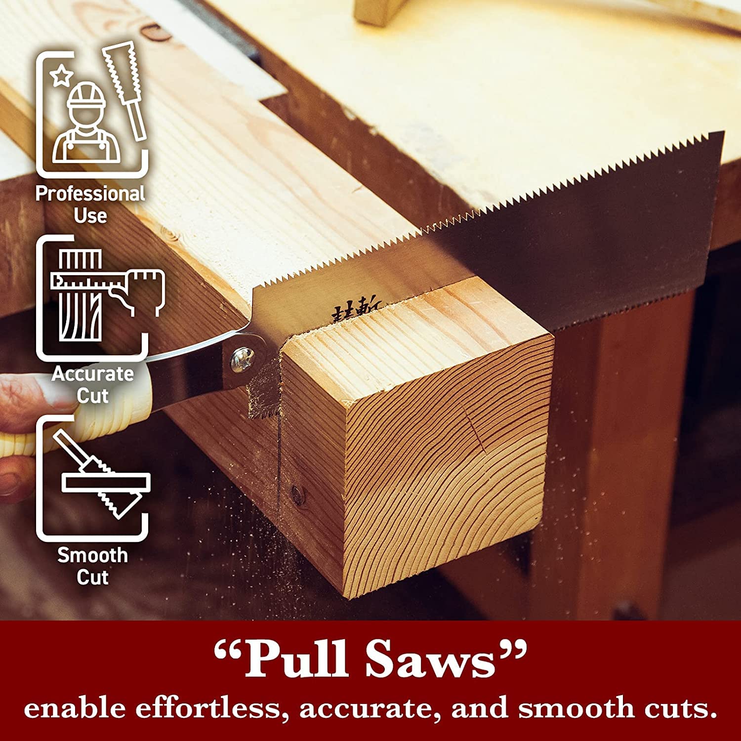 SUIZAN Japanese Pull Saw Hand Saw 9.5 Inch Ryoba Double Edge Flush Cut Saw Woodworking tools Gifts