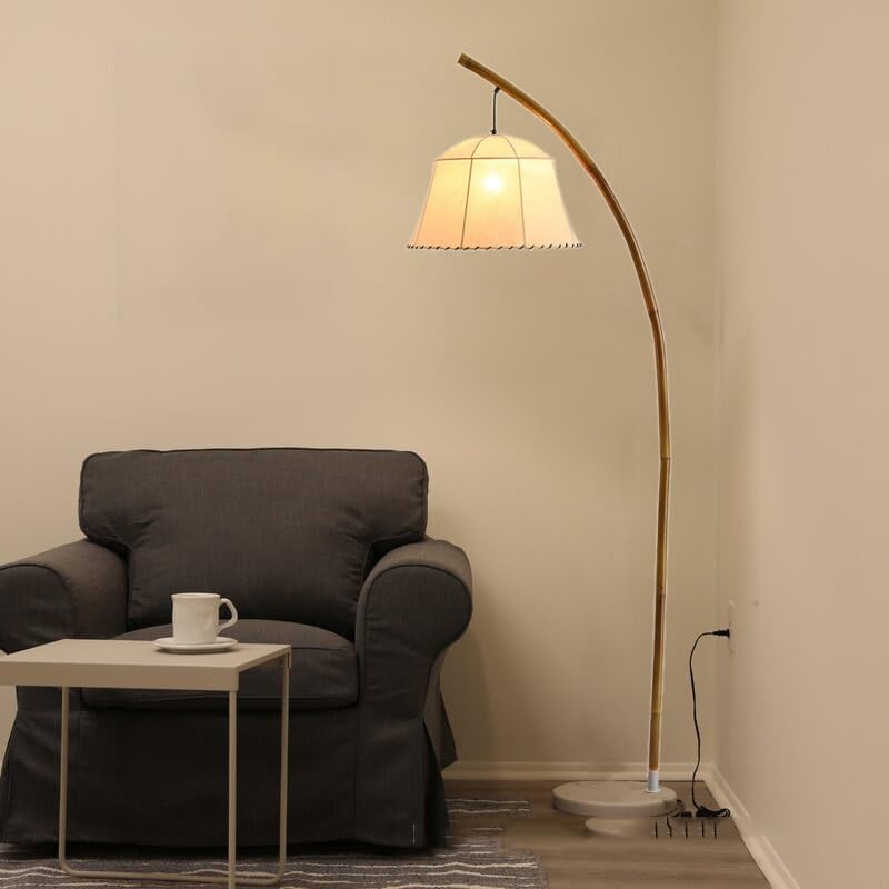 HALOU Vintage Homestaybamboo Art Living Room Tea Room Study Reading Bed Lamp Floor