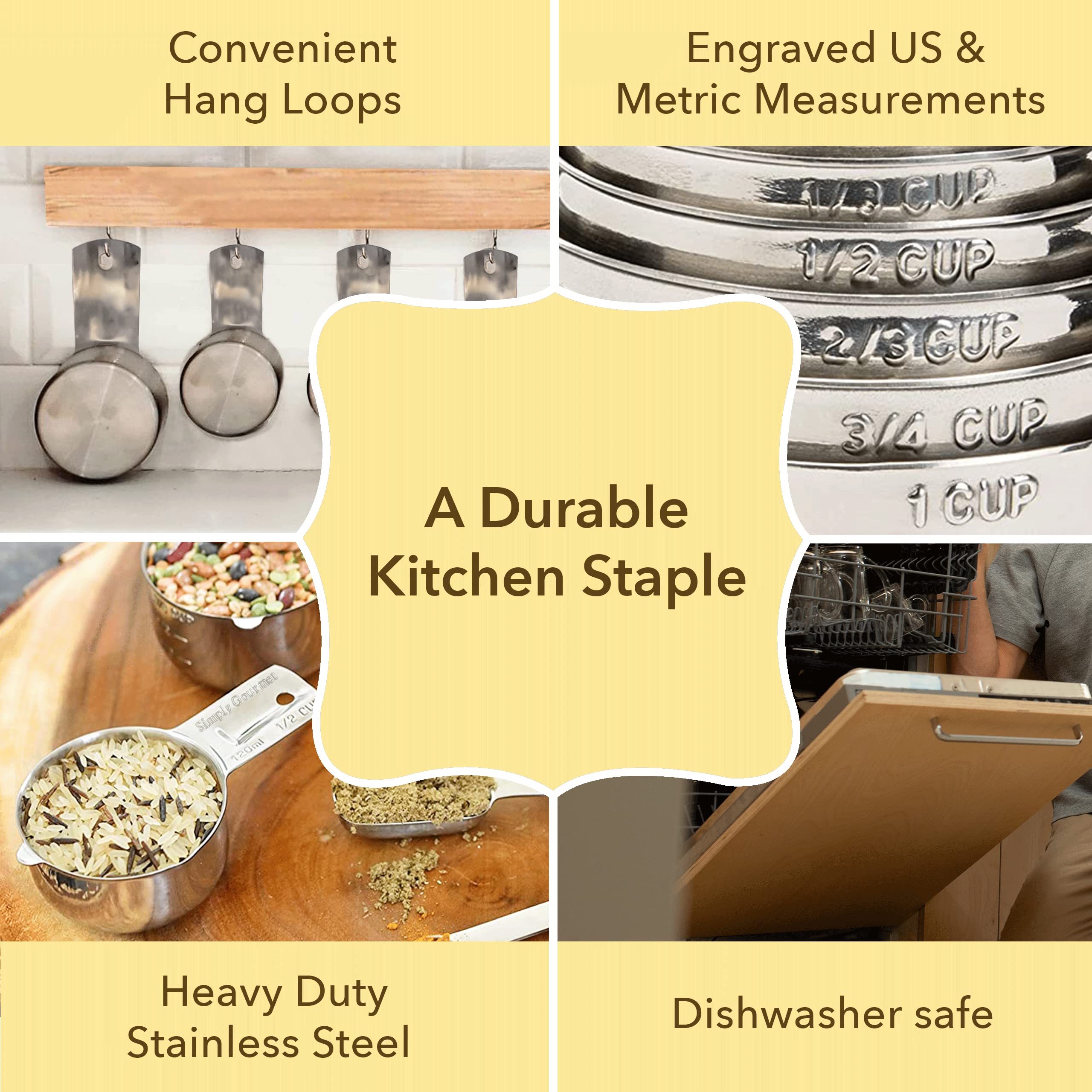 Measuring Cups and Spoons Set of 12 Stainless Steel for Cooking & Baking