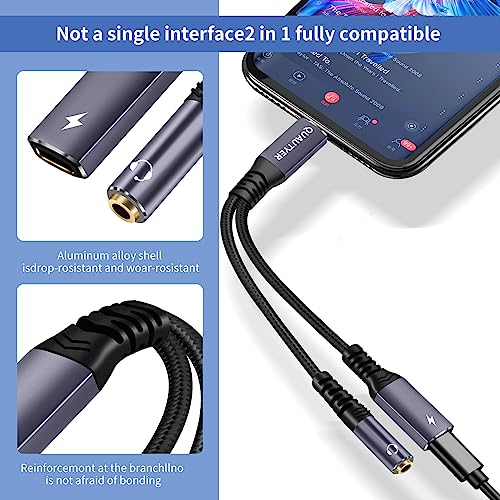 USB c Headphone Adapter,USB C to 3.5mm Headphone and Charger Adapter,USB C to AUX Mic Jack with PD 60W Fast Charging for Samsung Galaxy S20 S21 21 S22 22 iPad Pro Air 4 5 Mini 6 (2 in 1)