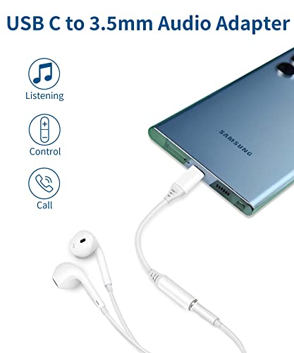 USB C to 3.5mm Headphone Jack Adapter, 2 Pack ENVEL Type C to Aux Audio Cable Compatible with iPhone 15 Pro Max Samsung Galaxy S23 S22 S21 S20 FE Ultra 5G, iPad Pro, Google Pixel 5/6/7