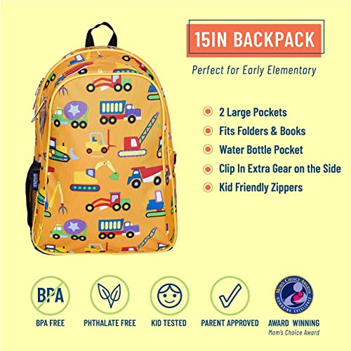 Wildkin 15 Inch Kids Backpack Bundle with Lunch Bag (Under Construction)