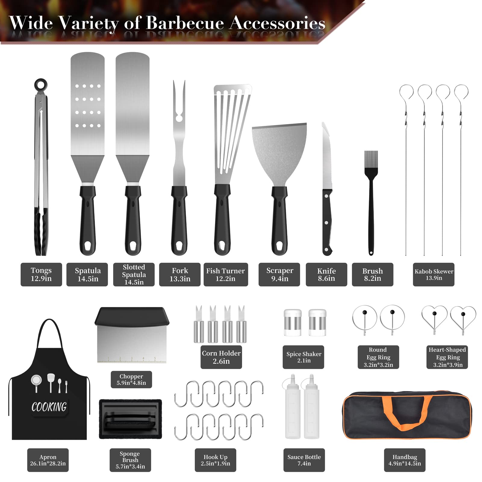 Klvied Outdoor Griddle Accessories Kit, 38 PCS Flat Top Grill Accessories Set for Blackstone and Camp Chef, Professional Blackstone Grill Accessories with Spatula, Scraper, Bottle, Egg Ring, Carry Bag