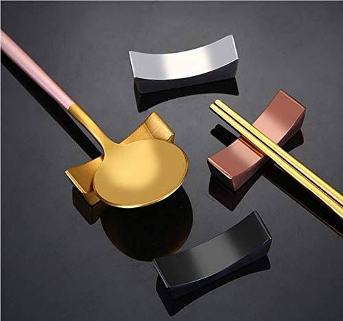 MBBITL Black Brushed Chopsticks Rests Holders Stainless Steel For Holding Spoon Forks Pack of 5