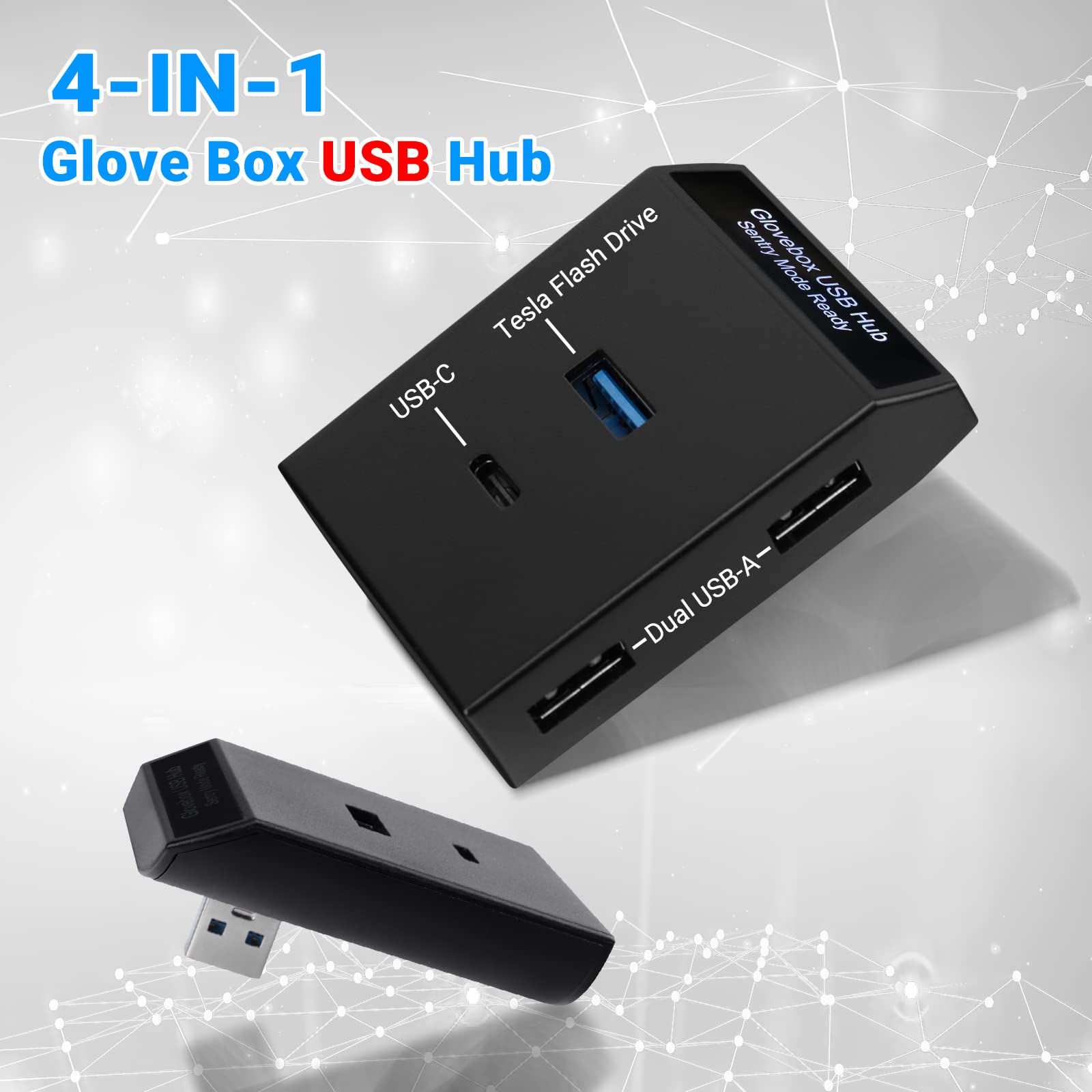 RIVIGEAR Tesla USB Hub, Model 3/Y Glove Box USB Hub Docking Station Glovebox Data Transffering Compatible with Tesla Model Y Model 3 2017-2023