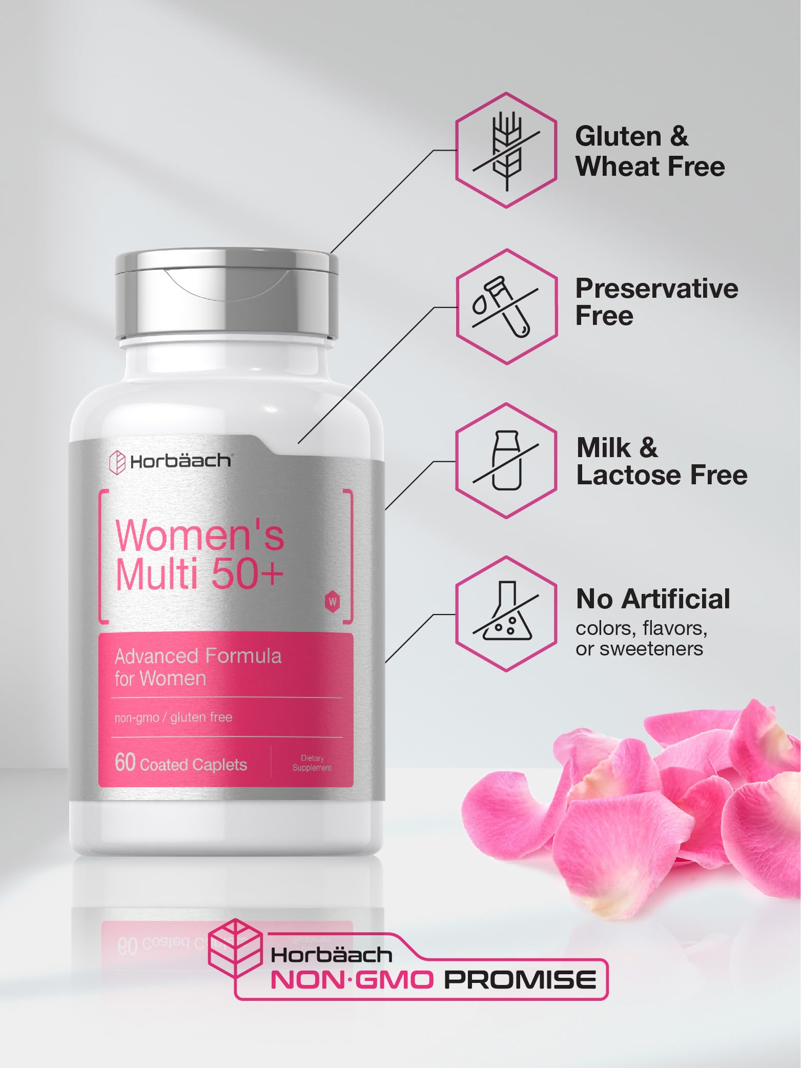 Horbäach Women's Multivitamin 50 Plus | 60 Coated Caplets | Advanced Vitamin Formula | Non-GMO & Gluten Free Supplement