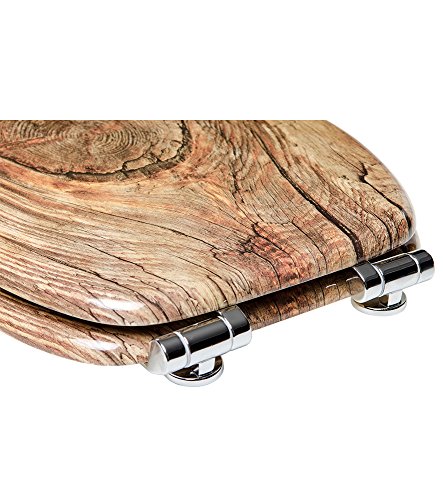 Sanilo ROUND, Silent Slow Close, Molded Wood, Adjustable Toilet Seat, Rustic