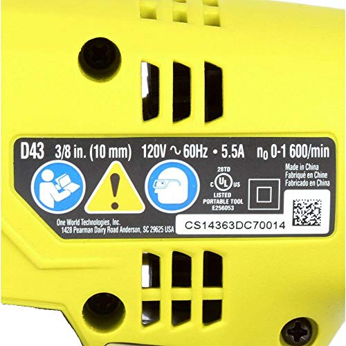 Ryobi ZRD43K 5.5-Amp 3/8 in. Variable Speed Drill (Renewed)