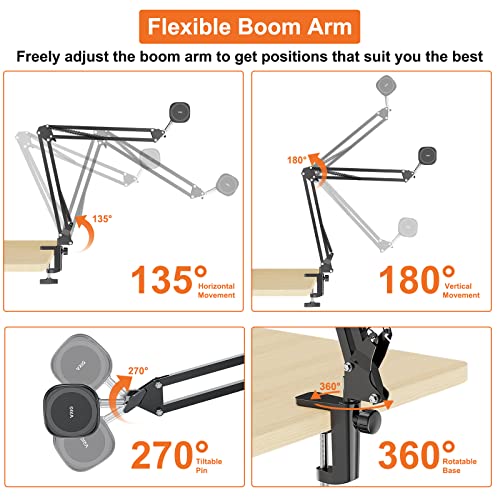 UURIG Overhead Phone Mount Stand with Magsafe, Articulating Arm Cell Phone Holder for Desk, Cell Phone Holder for Live Streams, Zoom Calls, Online Teaching, Selfies, Remote Working