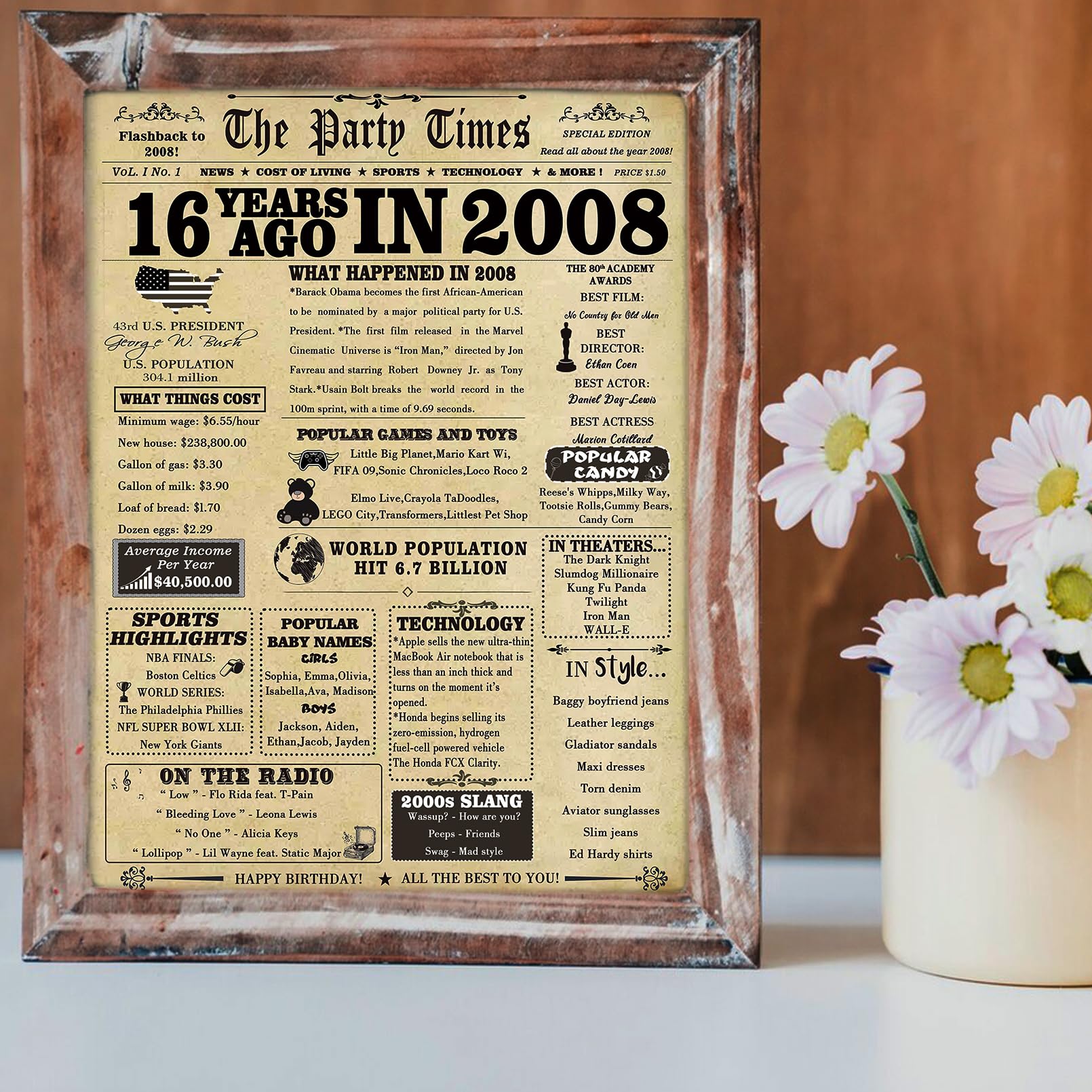 VvOoOvV 18th Birthday Card for Daughter Son, Vintage Style, Blank Inside, 7.9 x 10.6 in