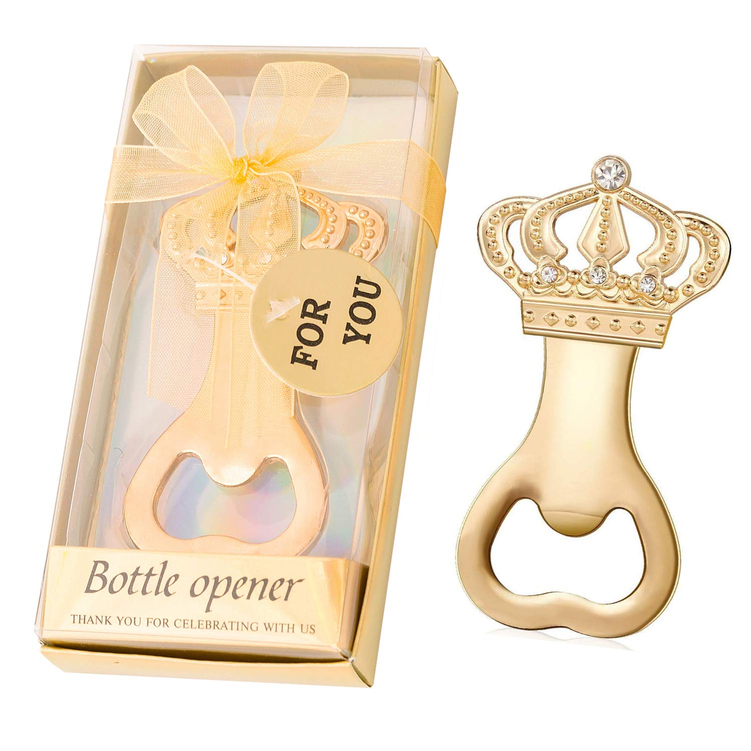 NC 24PCS Crown Bottle Opener Crown Baby Shower or Wedding Even Birthday Party Gifts for Guests, Baby Shower or Gold Wedding Favors Bridal Shower Favors,Birthday Decorations Supplies (gold, 24)