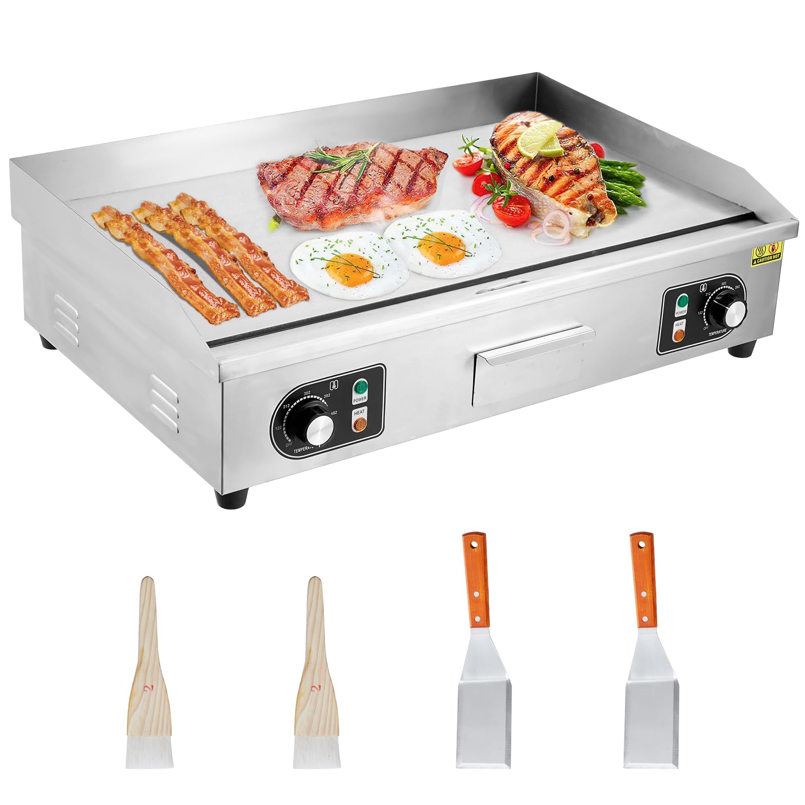 Takywep 30Inch Electric Griddle,Commercial Electric Countertop Grill, Non-Stick Electric Grill Plate (With Plug), Adjustable Temperature Control 122°F-572°F, 1600W/110V