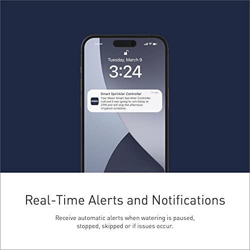 Moen WICNT008G1USA 8-zone Smart Sprinkler Controller, WI-FI Connectible, Automatic Water Timer, Smart Irrigation System, Scheduling, Adjustable, Shutoff, Easy to Install